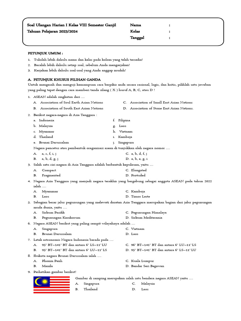 Soal Uh 1 Kelas Viii SMT Ganjil | PDF