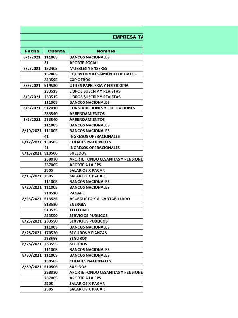 Taller Asientos Contables | PDF Taller Asientos Contables | PDF