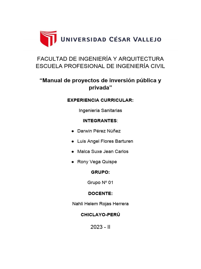 Manual de Proyectos de Inversión Publica y Privada | PDF