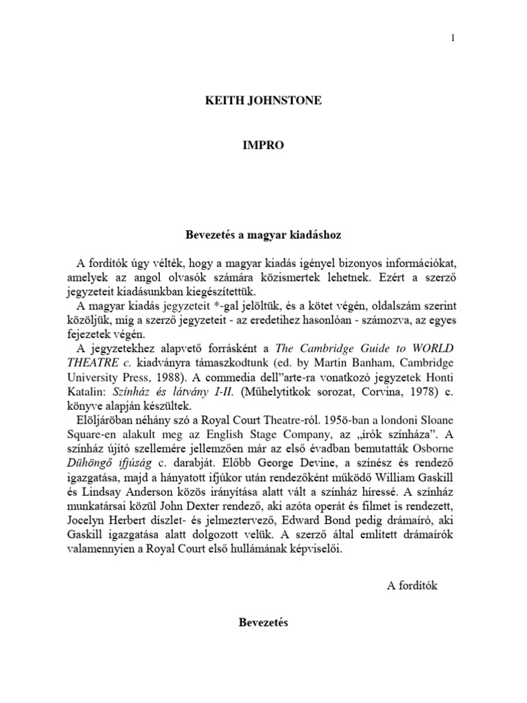 Keith Johnstone - Impro | PDF