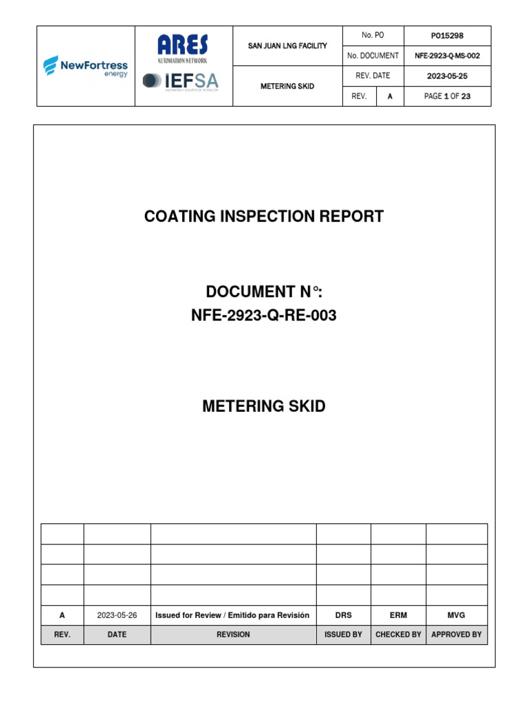 NFE 2923 Q RE 003 - A Coating Inspection Report | PDF