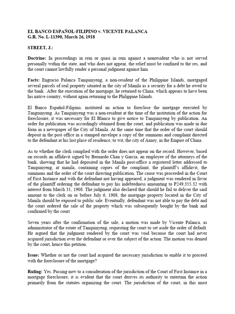El Banco-Espanol-Filipino v. Palanca, 37 Phil. 921 (1918) | PDF