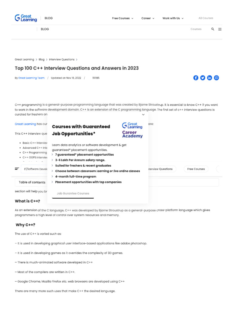 C++ Interview Ques | PDF