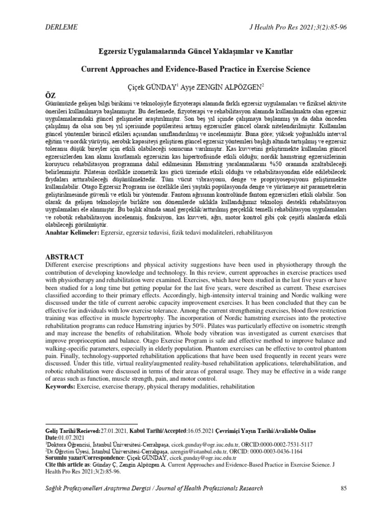 Egzersiz Uygulamalar - Nda G - Ncel Yakla - Mlar Ve Kan - Tlar (#869305) - 1537187 | PDF