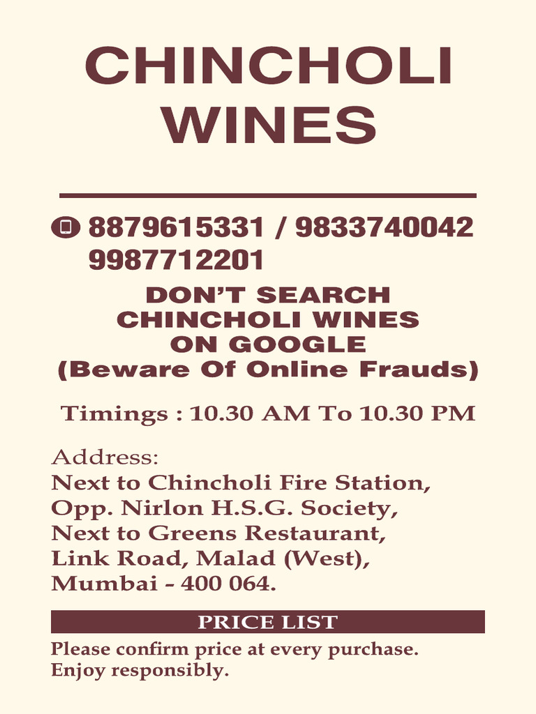 Chincholi Wines (Spirits-Beers) 21 Aug 2023 | PDF