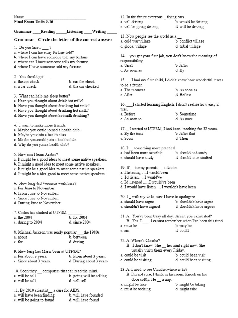 Interchange final exam shortest | PDF