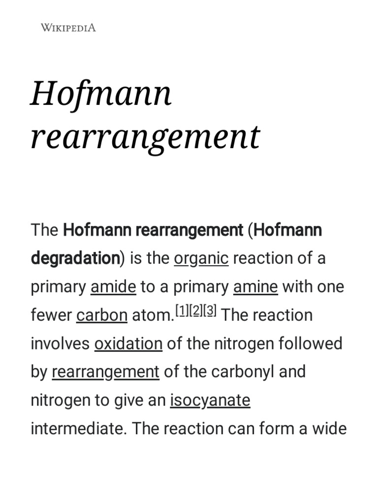 Hofmann Rearrangement - Wikipedia | PDF