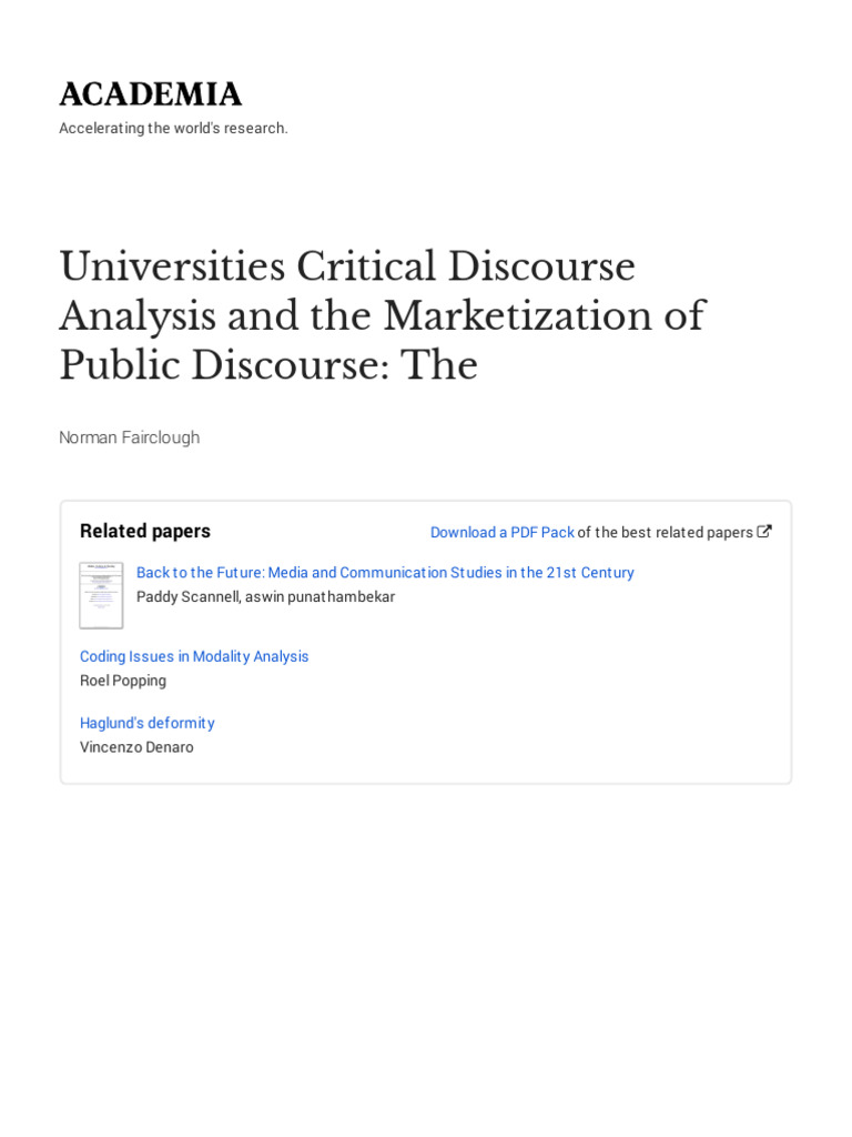 Fairclough's Discourse on University Marketization | PDF | Linguistics ...