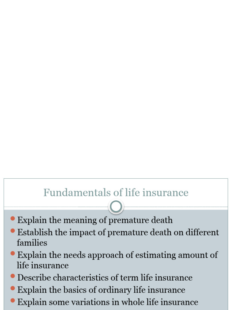 Lecture 10 Fundamentals of Life Insurance | PDF Lecture 10 Fundamentals of Life Insurance | PDF