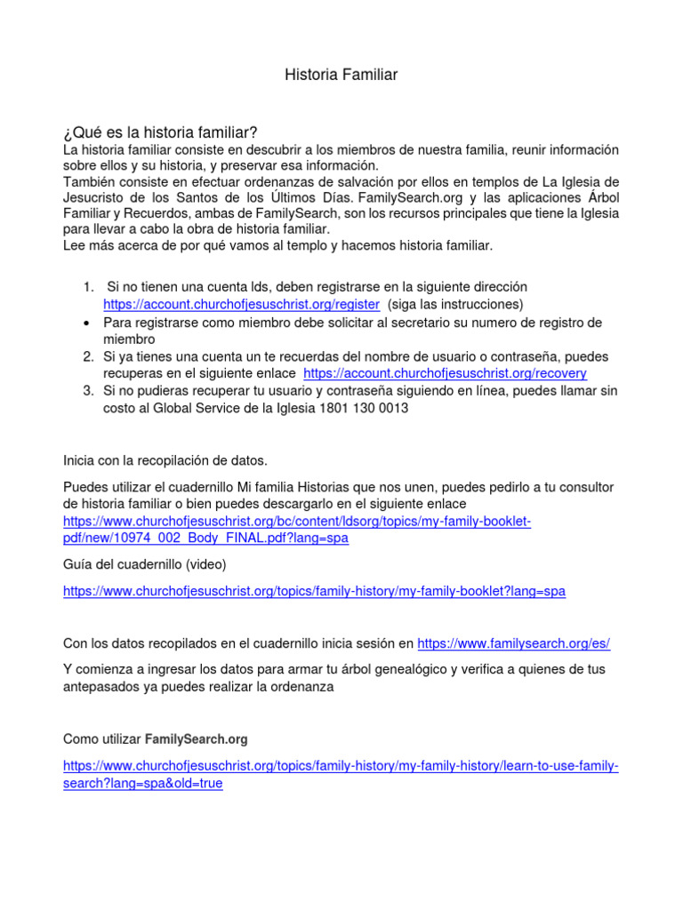 Guia Historia Familiar | PDF
