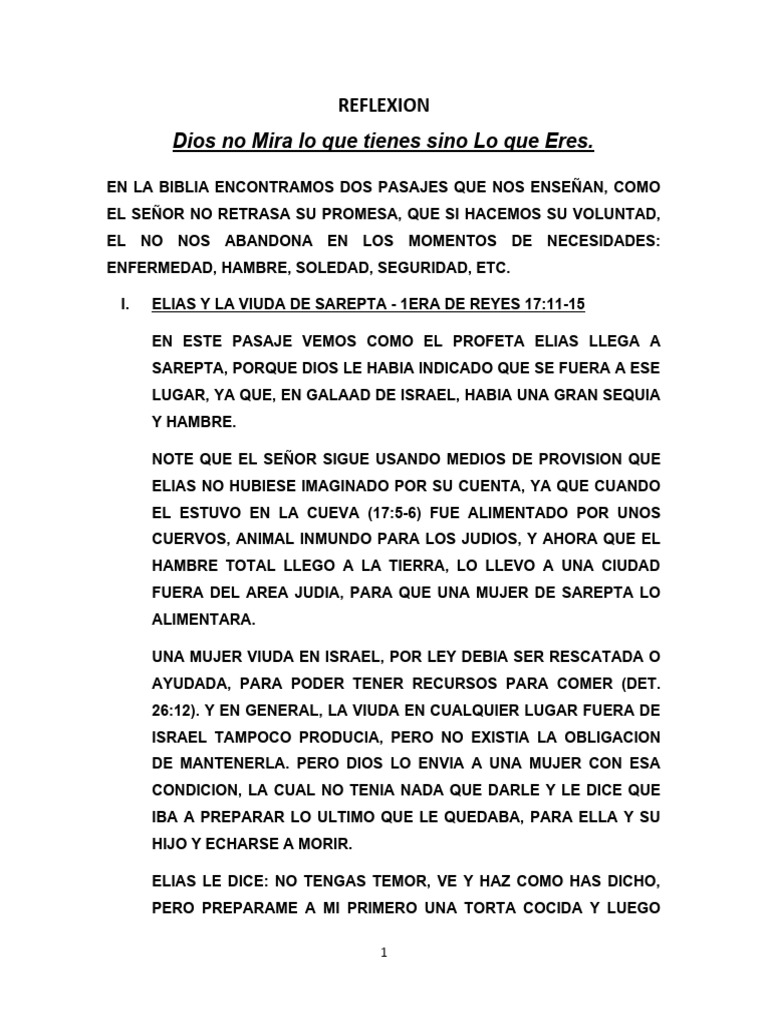 Dios No Mira Lo Que Tienes Sino Lo Que Eres | PDF | Elijah | Creencia religiosa y doctrina