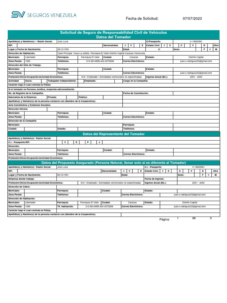 Planilla RCV | PDF | Seguro | Póliza de seguros