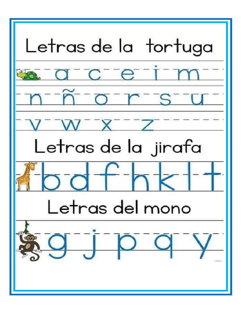 Letras de Jirafa, Tortuga, Chango | PDF