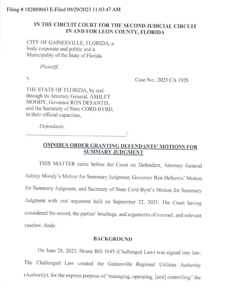Omnibus Order Granting Defendants Motions For Summary Judgment | PDF