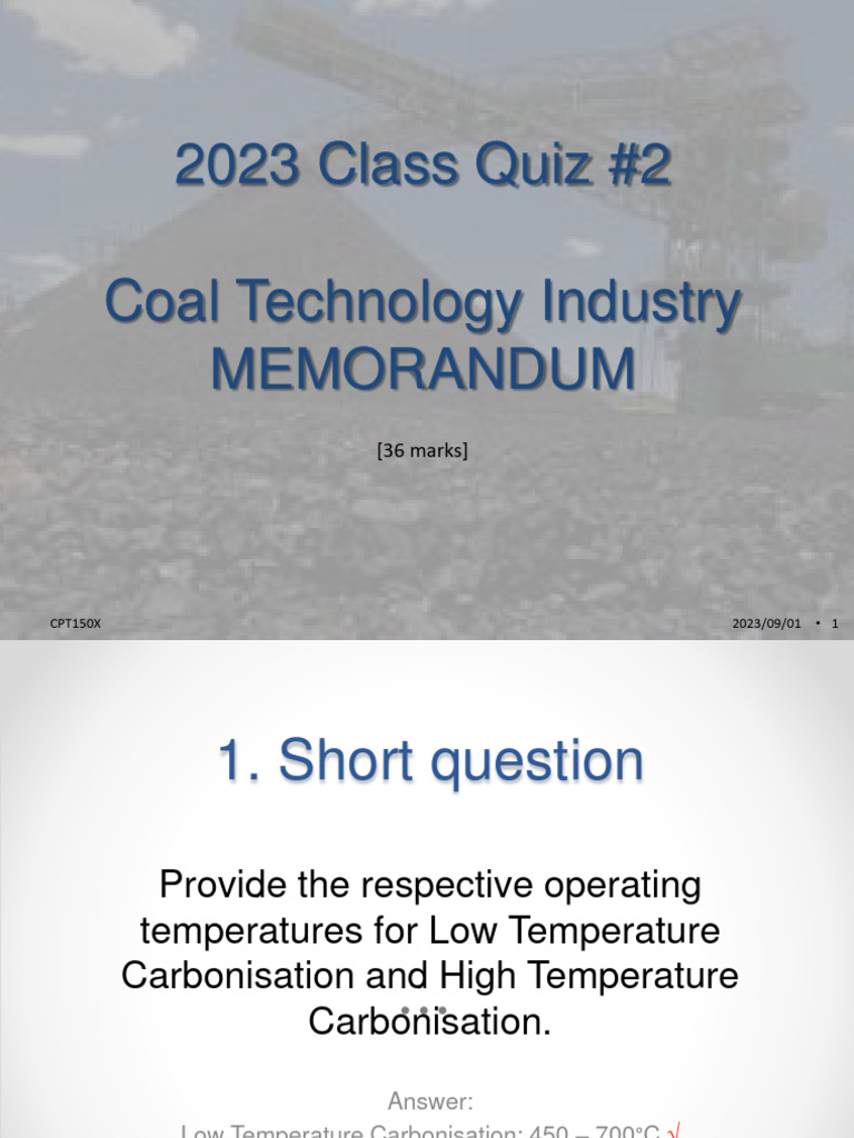 CPT150X 2023 - Group Tutorial 2 Coal Technology Industry Memorandum | PDF | Coke (Fuel) | Coal