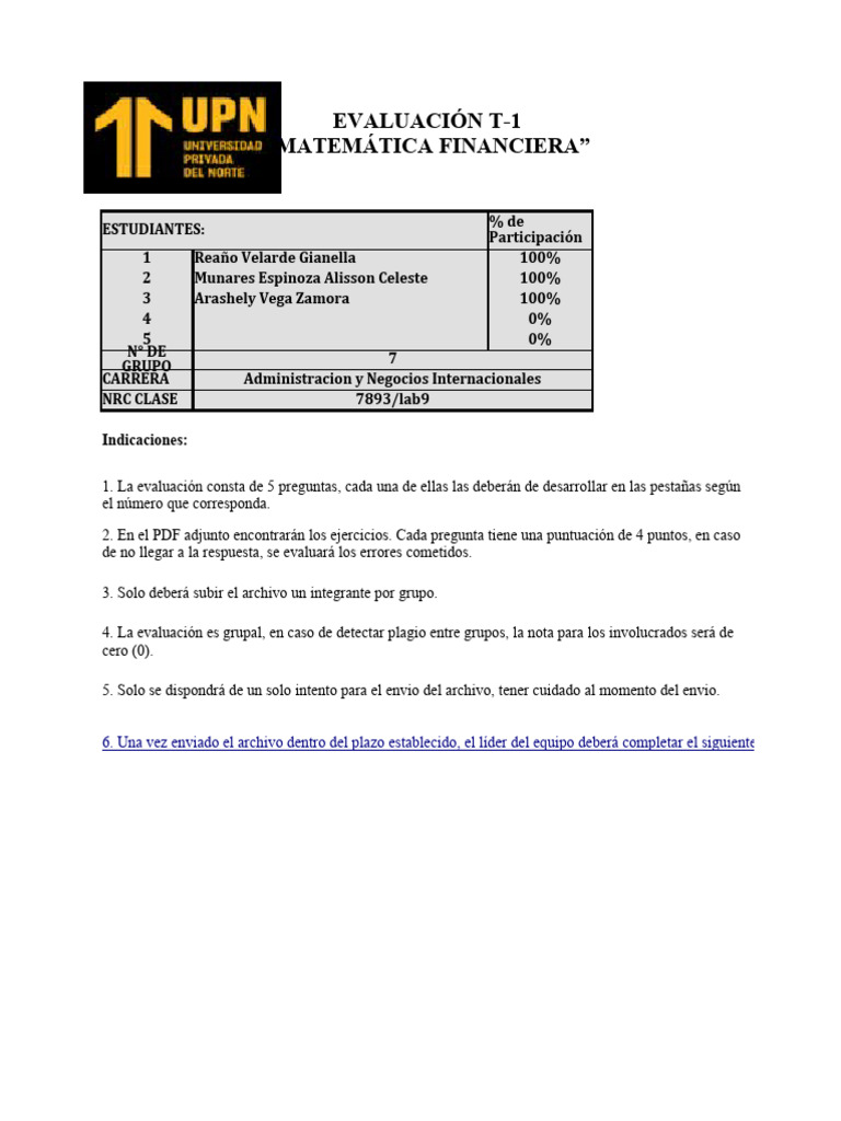 Plantilla de Evaluación T1 5 .33 Mate | PDF