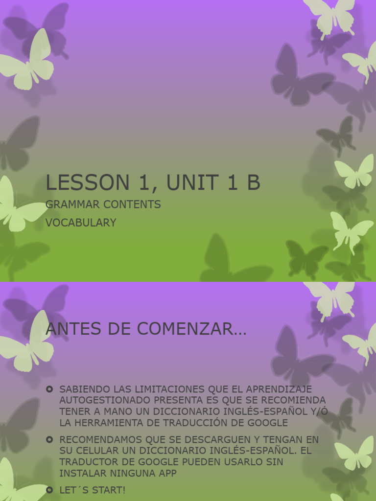 Lesson 2, Unit 1 B Grammar and Vocabulary | PDF