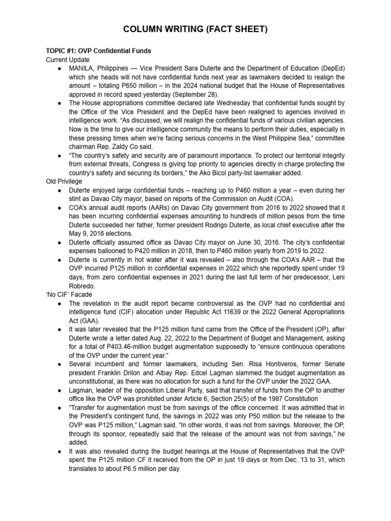 Column Writing Guide in Filipino | PDF
