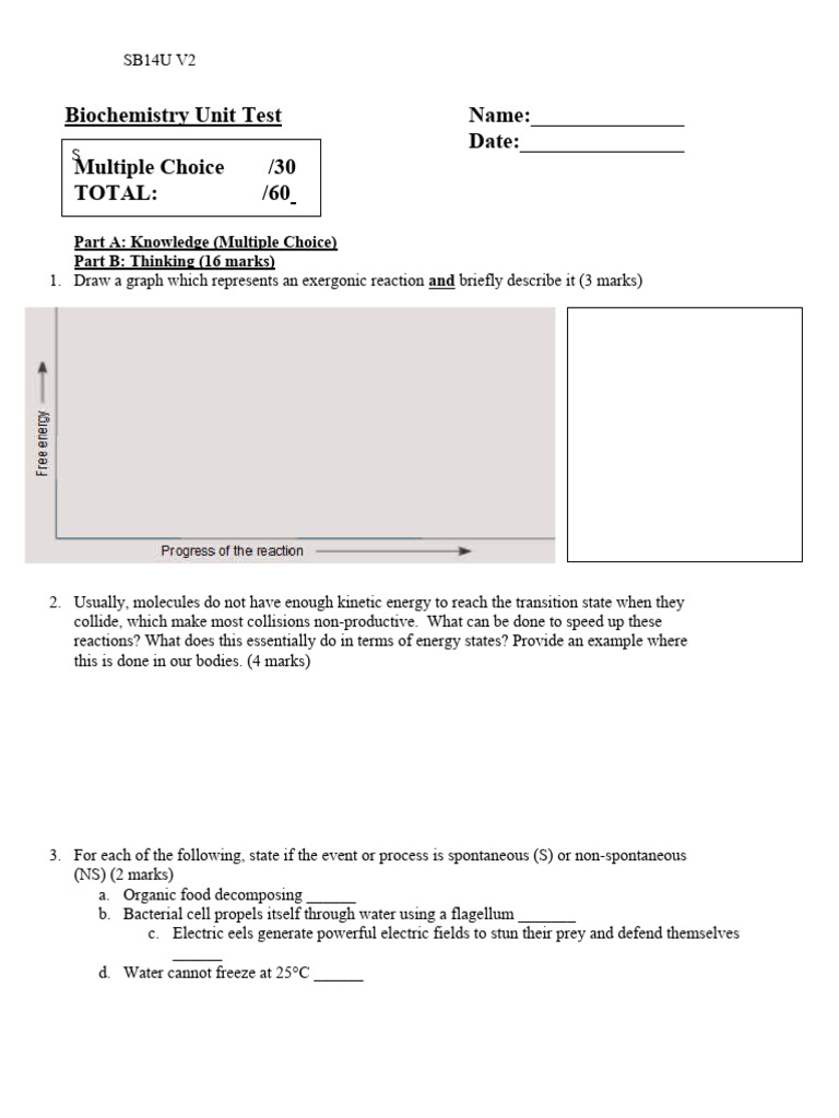 Unit 1 Test Lipid Dna Enzymesv2 | PDF