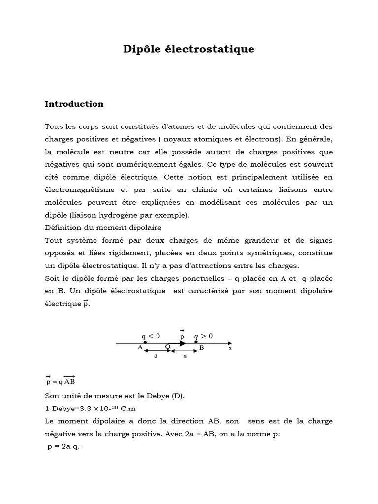 Dipôle Électrostatique | PDF