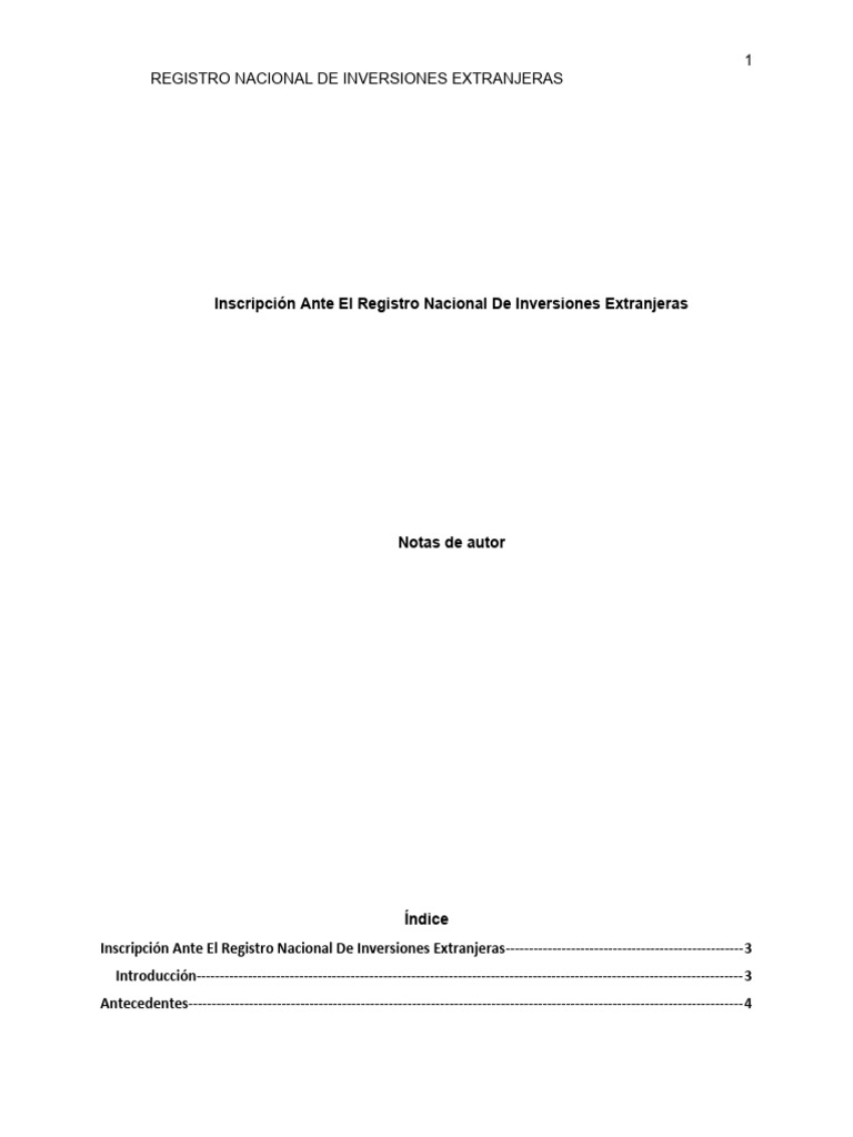 Inscripción Ante El Registro Nacional de Inversiones Extranjeras | PDF