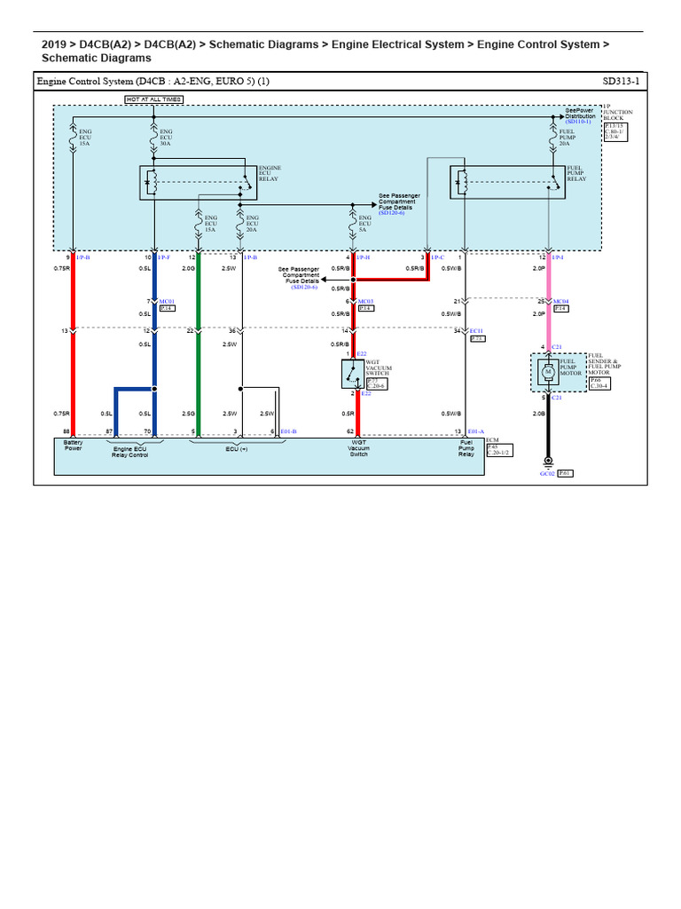 2019 D4CB (A2) D4CB (A2) Schematic Diagrams Engine Electrical System ...