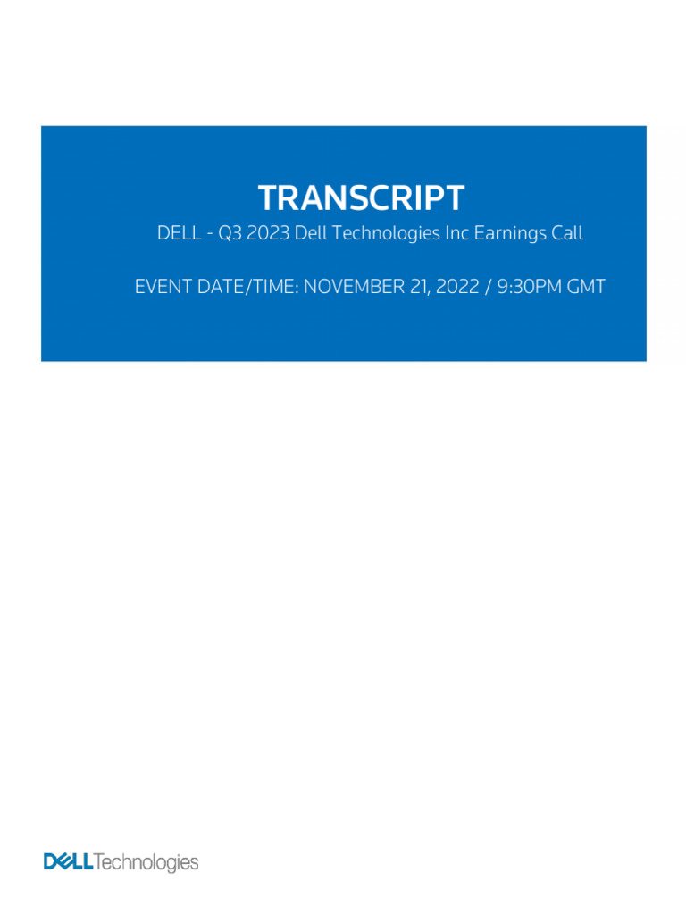 Q3 FY23 Transcript | Download Free PDF | Cloud Computing | Share Repurchase