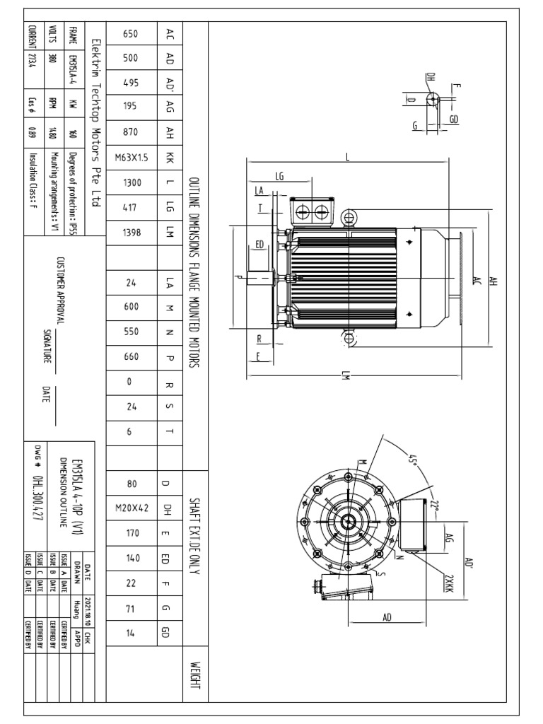 Drawing 160KW.4P.B1 EM315L-4 Model | PDF