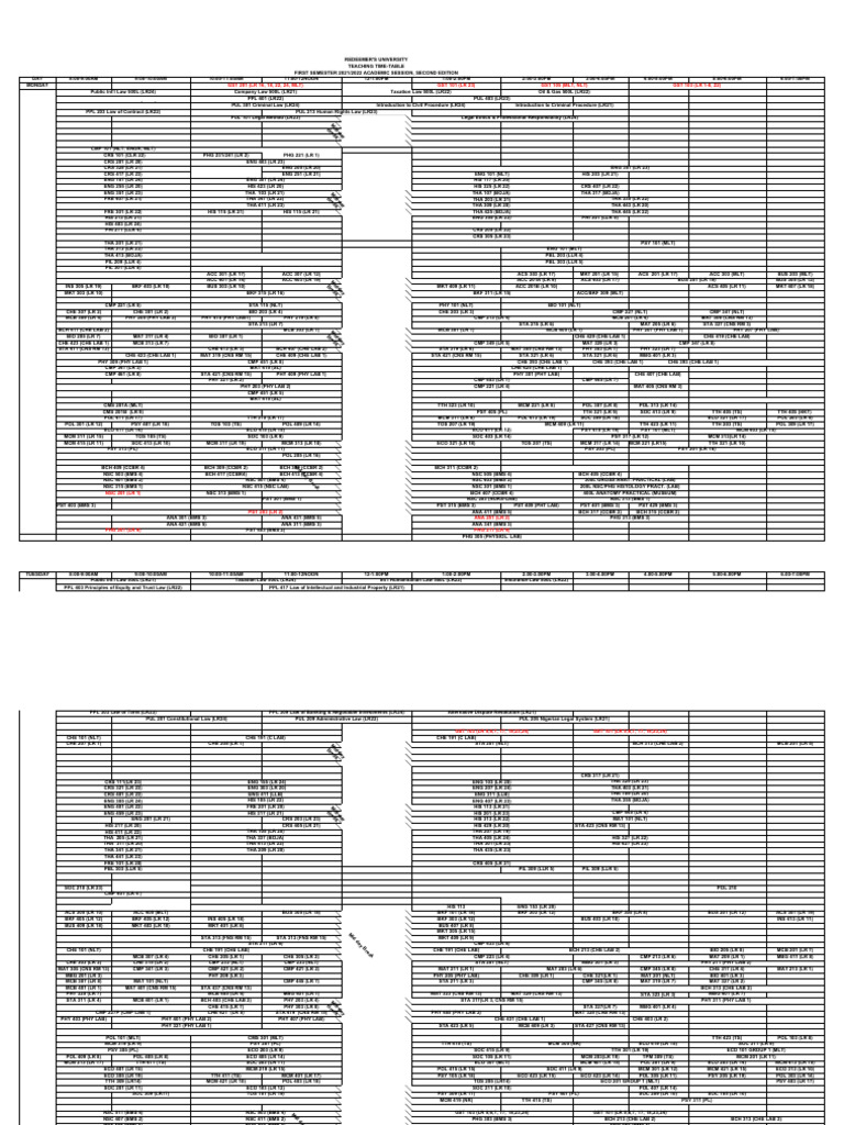 Timetable | PDF