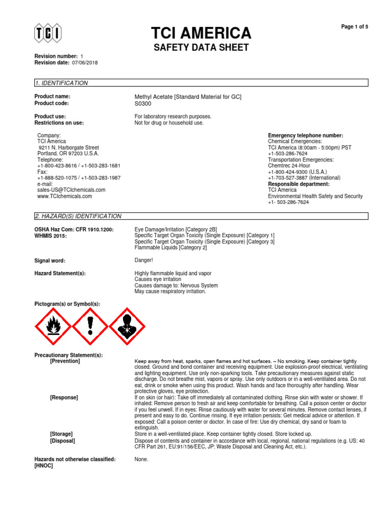Tci America: Safety Data Sheet | PDF
