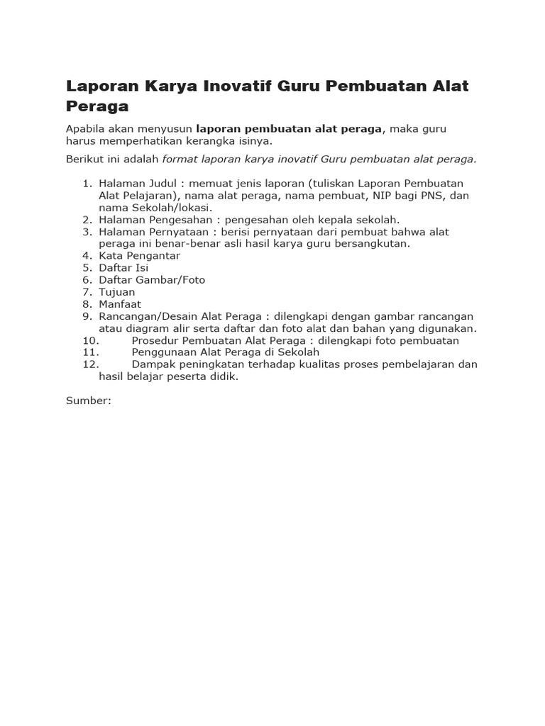 Laporan Karya Inovatif Guru Pembuatan Alat Peraga | PDF