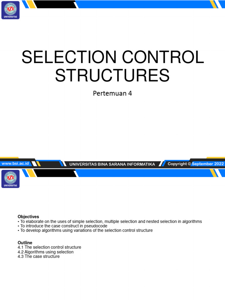 Selection Control Structures: Pertemuan 4 | PDF