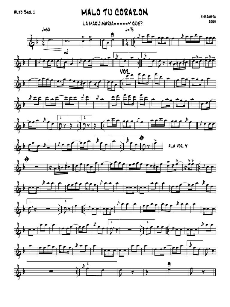 Malo Tu Corazon . - Tunantada - Amaranta | PDF