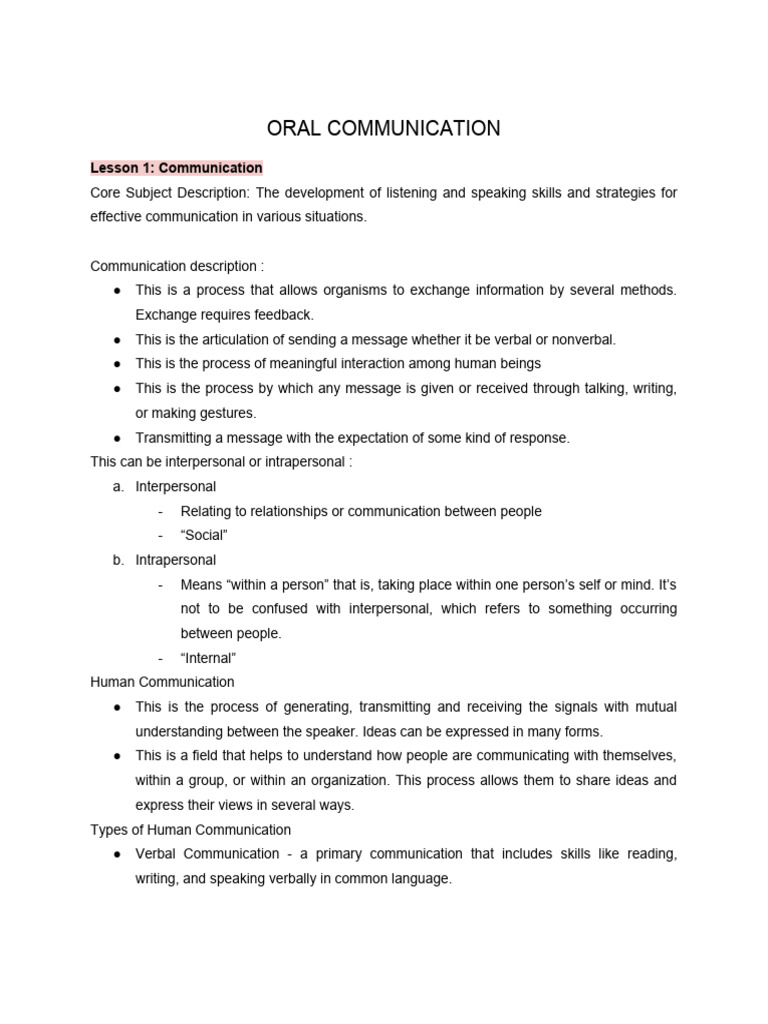 Oral Communication Fundamentals | PDF | Communication | Nonverbal ...