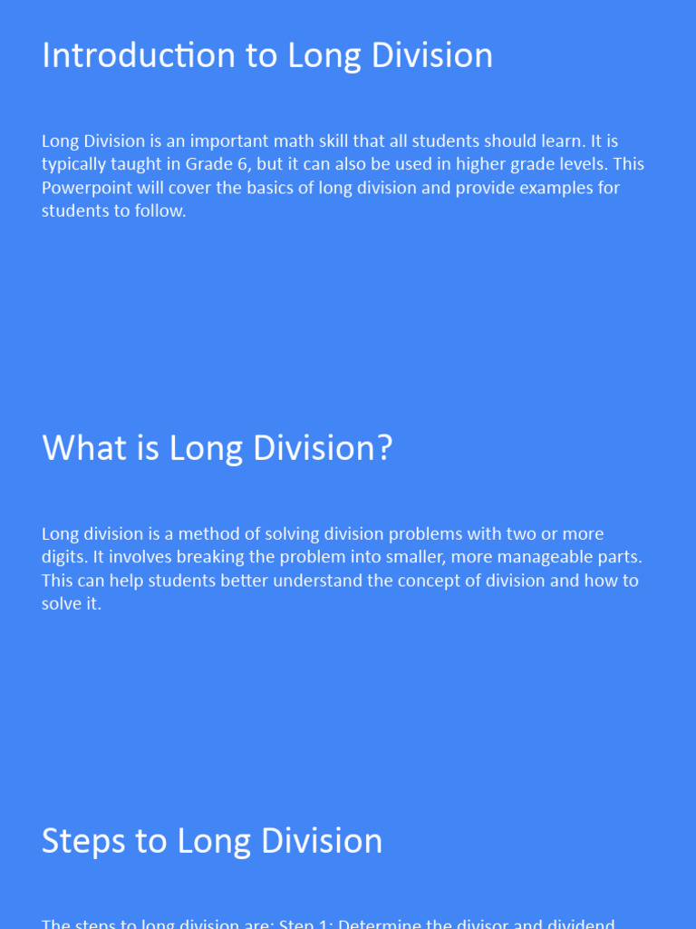 Long Division | PDF | Division (Mathematics) | Mathematical Notation