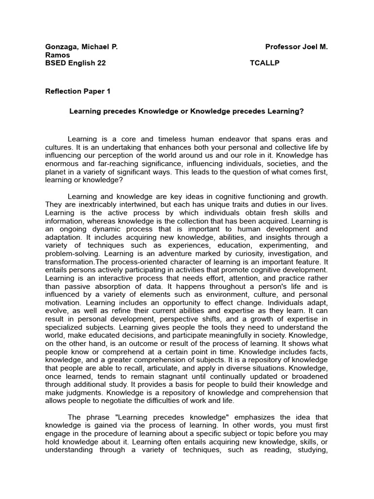 Reflection Papers | PDF