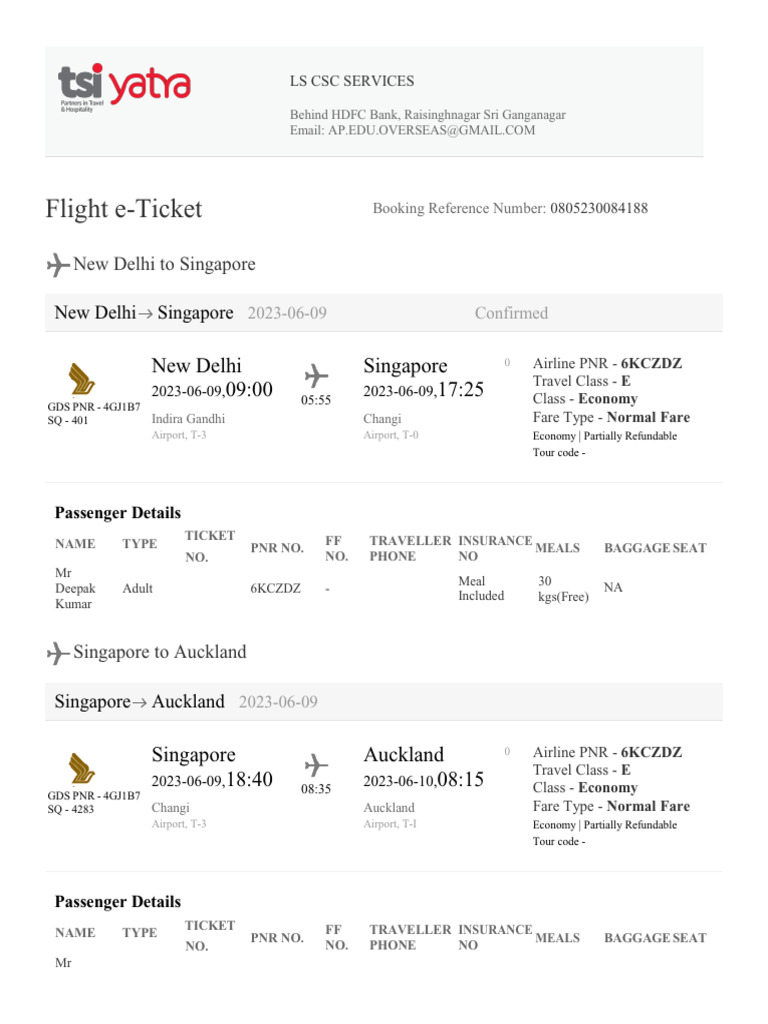 Flight Ticket, Travel Itinerary, Hotel Bookings | PDF