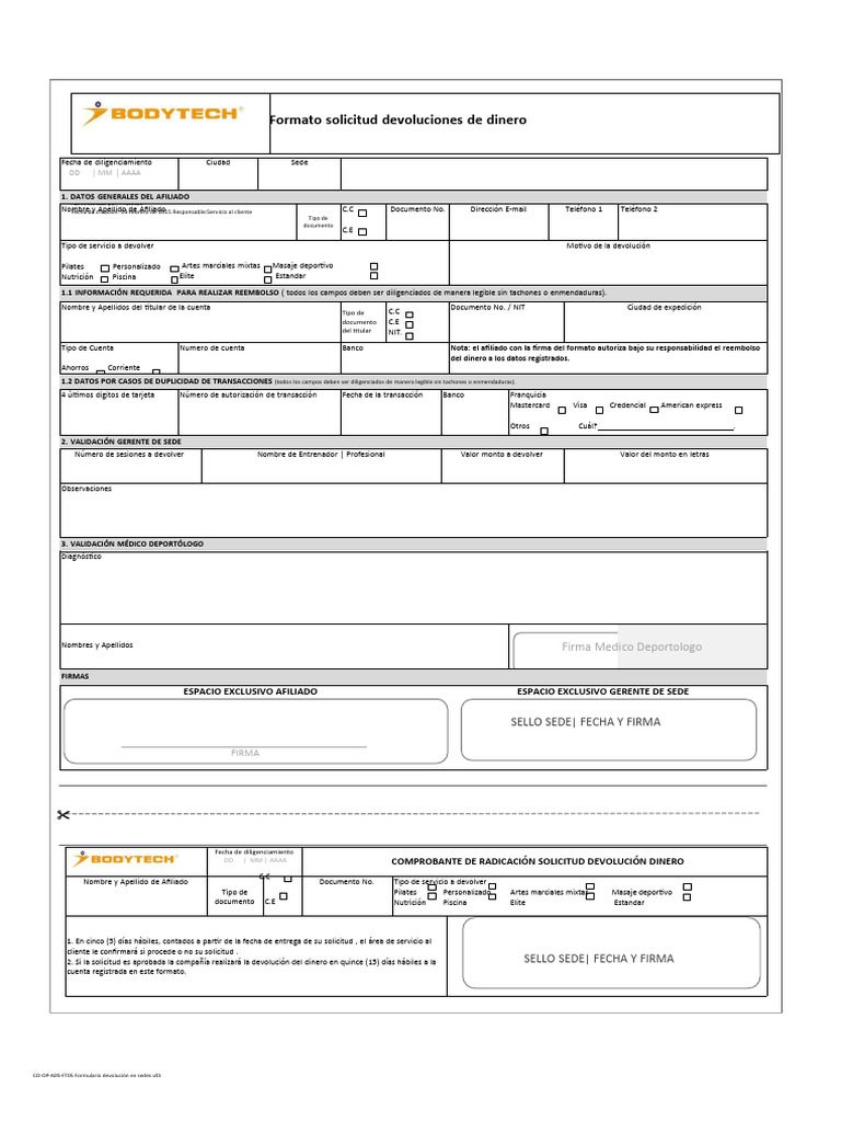Formato Devolucion | PDF | Industrias de servicio