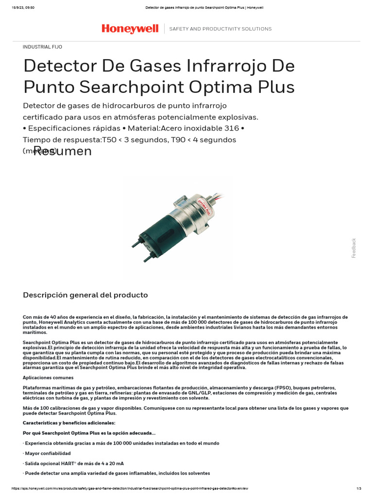 Detector de Gases Infrarrojo de Punto Searchpoint Optima Plus ...