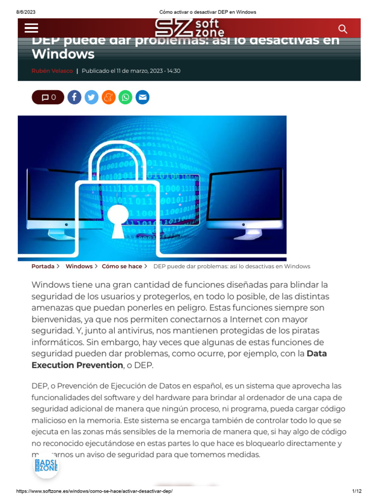 Cómo Activar o Desactivar DEP en Windows | PDF | Microsoft Windows | Programa de computadora