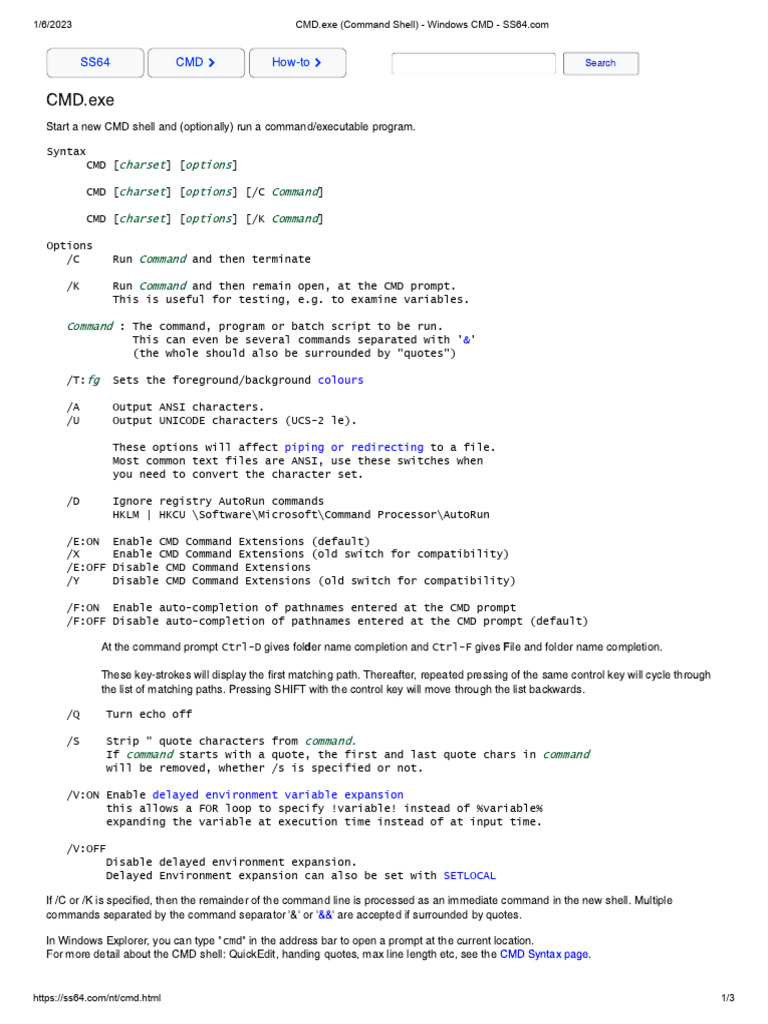 CMD - Exe (Command Shell) - Windows CMD | PDF