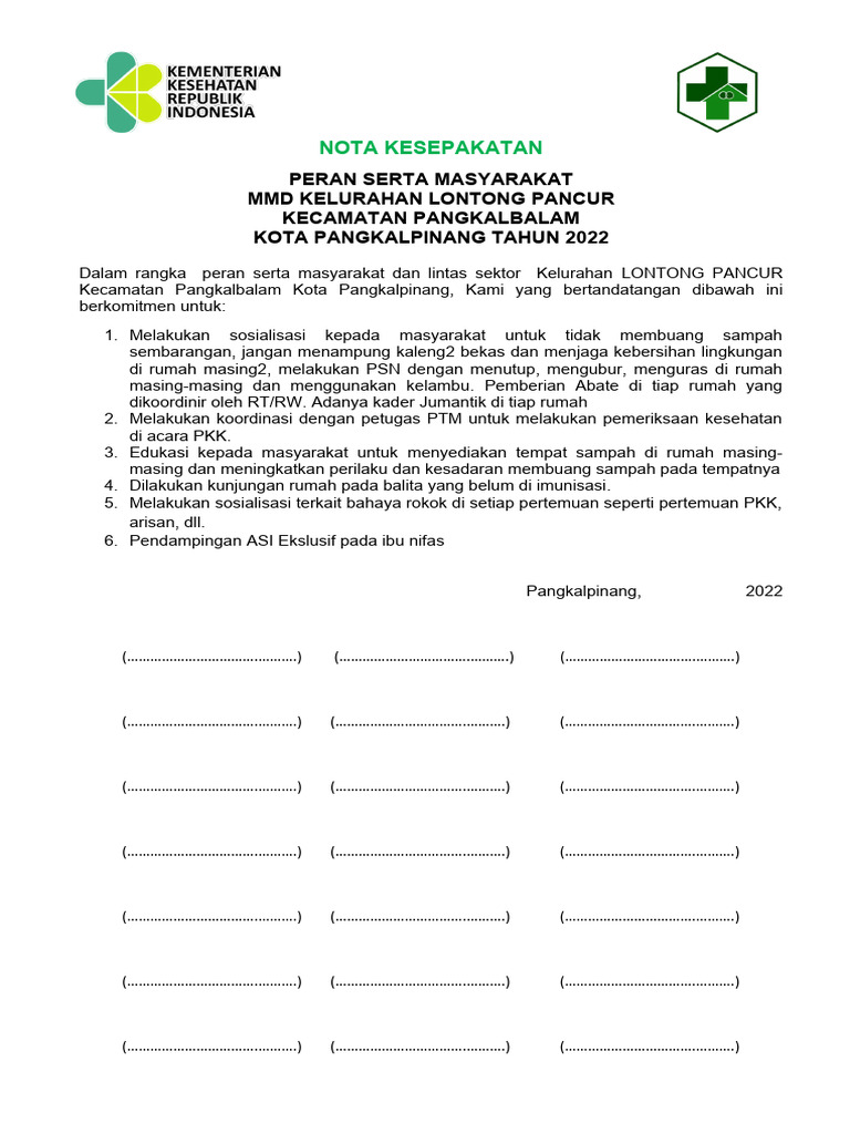 Nota Kesepakatan MMD LOPAN 2022 | PDF | Griya & Taman | Sains & Matematika