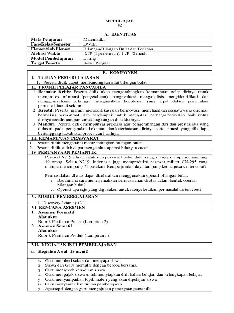 Modul Ajar MTK TP 2 Matematika | PDF | Metode & Bahan Ajar