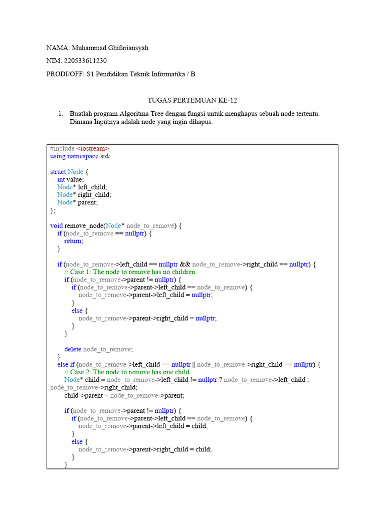 Algoritma Tree: Hapus & Tampilkan Node | PDF | Metode & Bahan Ajar | Teknologi & Rekayasa