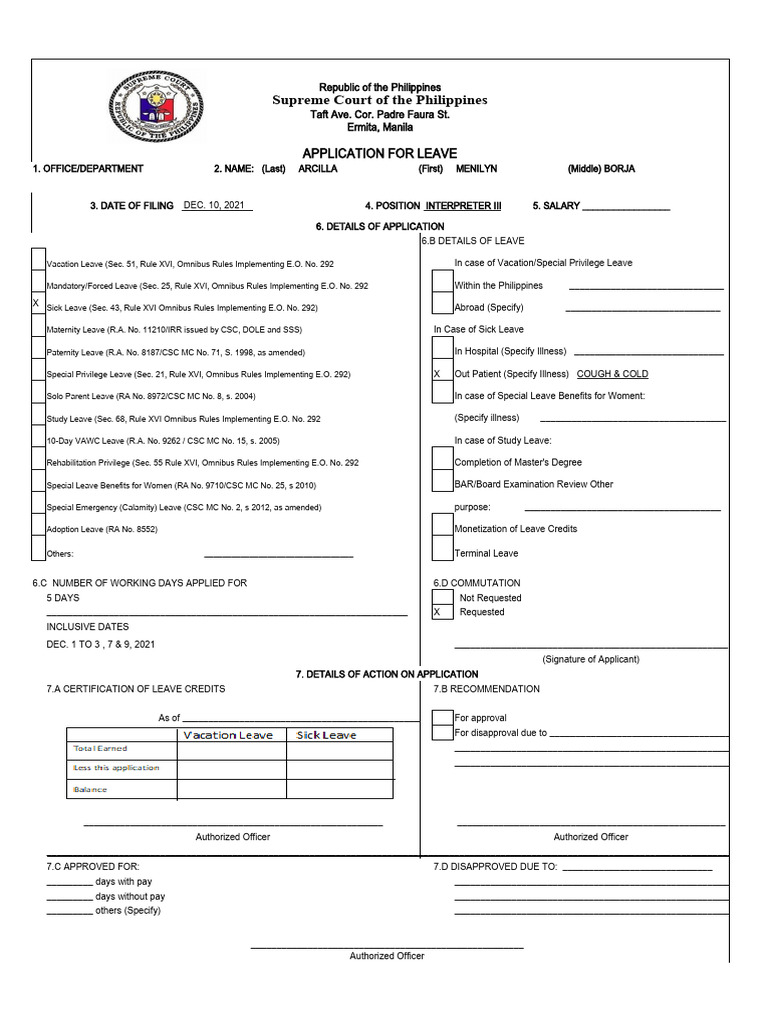 Leave Form New | PDF | Public Law | Government