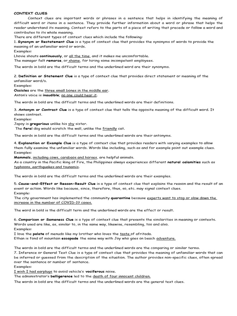 Context Clues | PDF