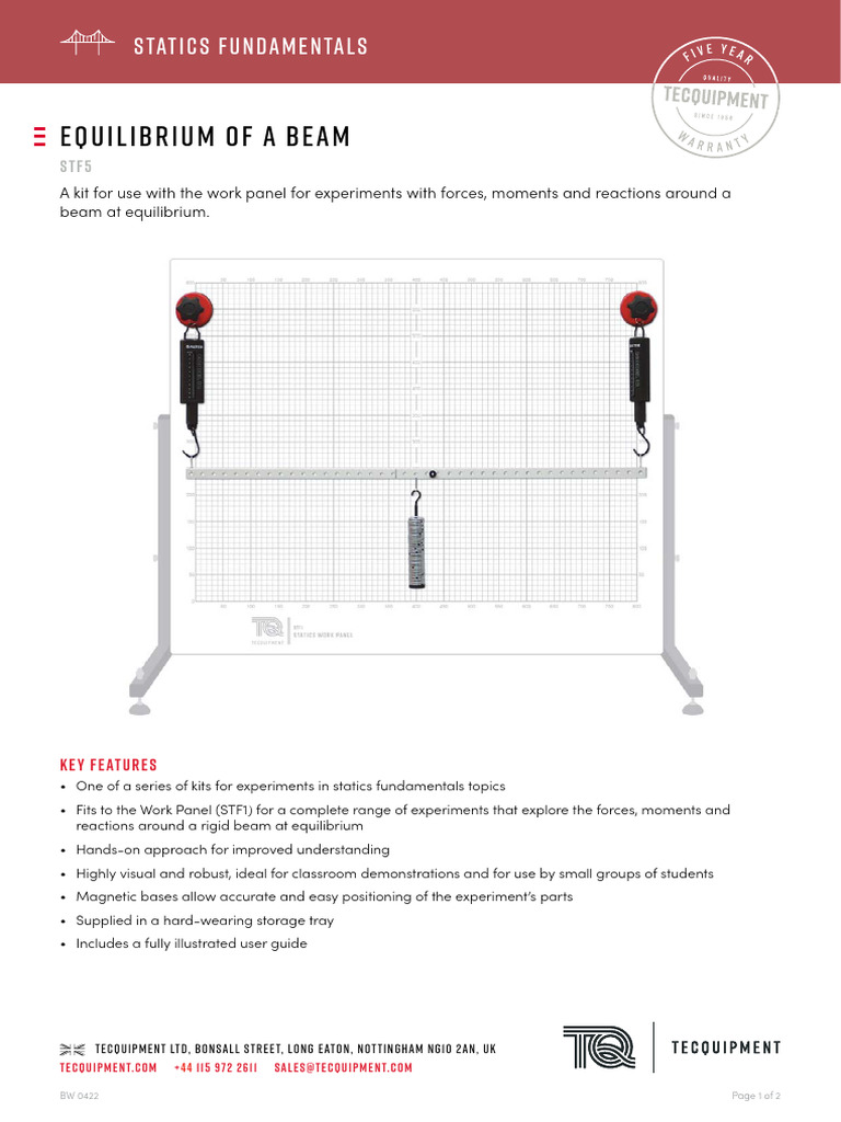 STF5 Equilibrium Beam Datasheet | PDF | Force | Experiment