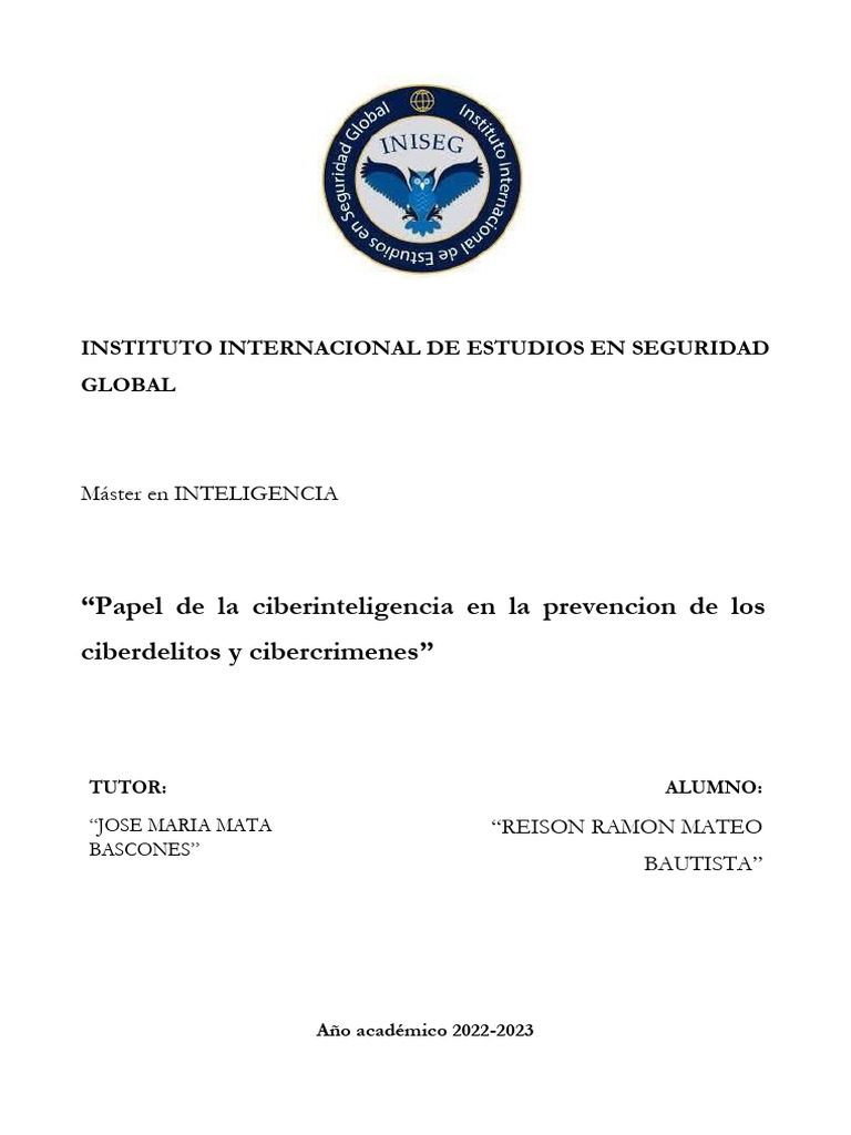 "Papel de La Ciberinteligencia en La Prevencion de Los Ciberdelitos y ...