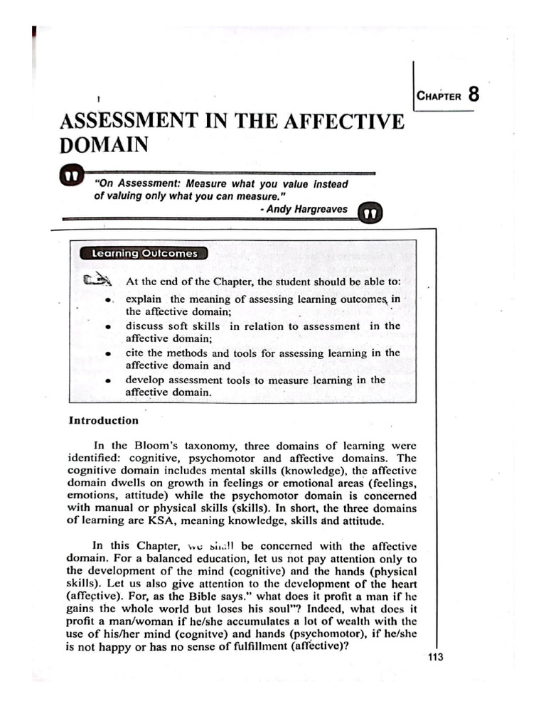 Chapter 6 Assessment in The Affective Domain | PDF