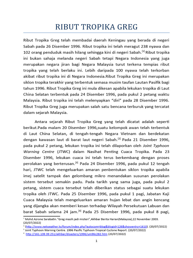 Ribut Tropika Greg | PDF